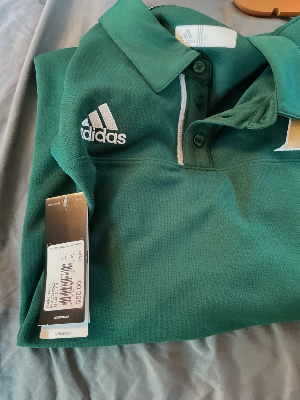adidas | Shirts | Adidas Mens Dark Green Polo With White Trim And ...